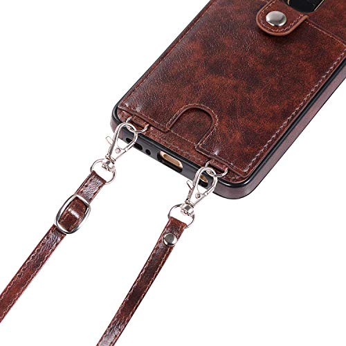 Jaorty PU Leather Wallet Case for Samsung Galaxy S9 Plus Necklace Lanyard Case Cover with Card Holder Adjustable Detachable Anti-Lost Neck Strap Case for Samsung Galaxy S9 Plus,Blue