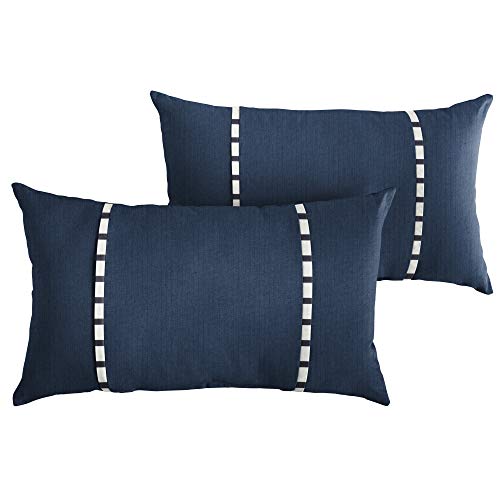 Mozaic Home AMZ129811SP Lumbar Pillow, 2 Count (Pack of 1), Navy with Blue Stripes