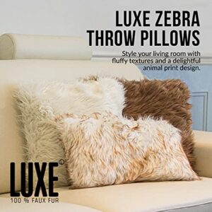 Luxe Fur Throw Pillows for Couch and Bed | Lush Double-Sided Faux Fur Pillow Set of 2 | Belton Gradient Tan Accent Pillows with Insert, 12 in x 20 in