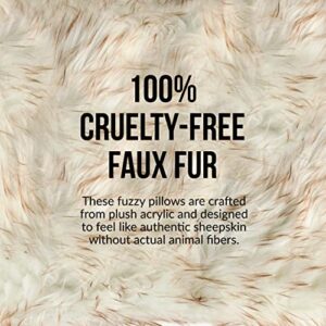 Luxe Fur Throw Pillows for Couch and Bed | Lush Double-Sided Faux Fur Pillow Set of 2 | Belton Gradient Tan Accent Pillows with Insert, 12 in x 20 in