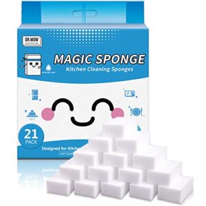 dr.wow 21 pack extra thick magic sponge, melamine sponge - 2x thicken 2x long lasting cleaning,eraser sponge in kitchen air fryers, bathroom, office work well