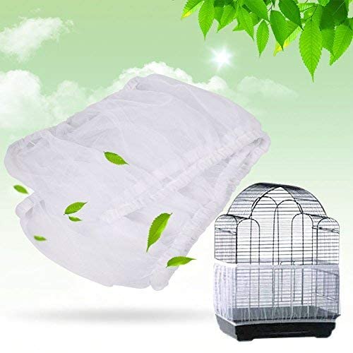 Bird Cage Seed Catcher, 41.7-83.58inch x 13inch Large Size Ventilated Nylon Bird Cage Cover Shell Seed Catcher Pet Stretchy Form Fitting Mesh Skirt Cover, Reusable