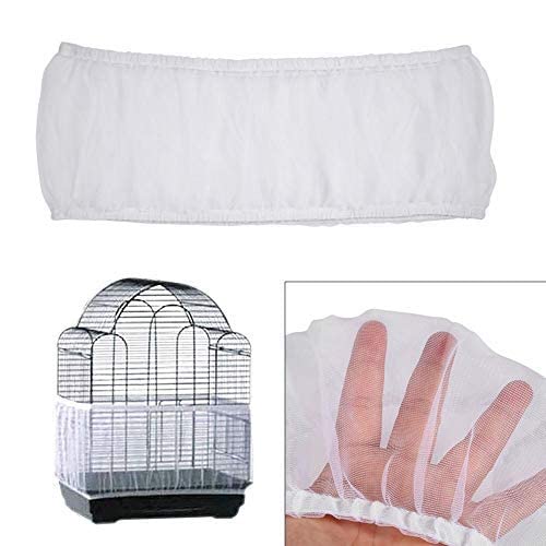 Bird Cage Seed Catcher, 41.7-83.58inch x 13inch Large Size Ventilated Nylon Bird Cage Cover Shell Seed Catcher Pet Stretchy Form Fitting Mesh Skirt Cover, Reusable