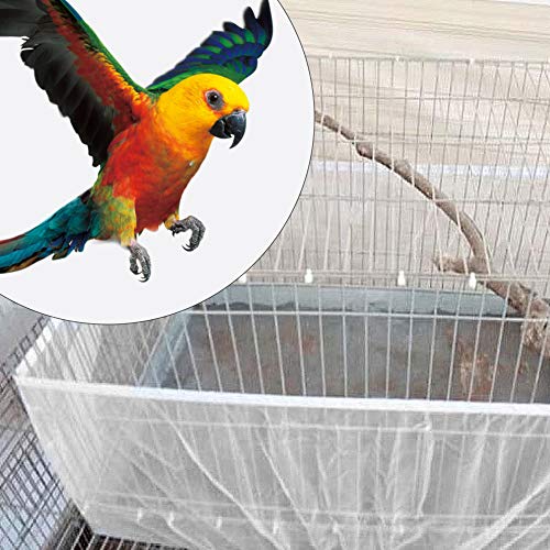 Bird Cage Seed Catcher, 41.7-83.58inch x 13inch Large Size Ventilated Nylon Bird Cage Cover Shell Seed Catcher Pet Stretchy Form Fitting Mesh Skirt Cover, Reusable