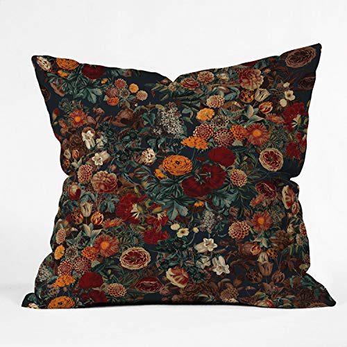 Society6 Burcu Korkmazyurek Exotic Garden-Night XXI Throw Pillow, 16 in X 16