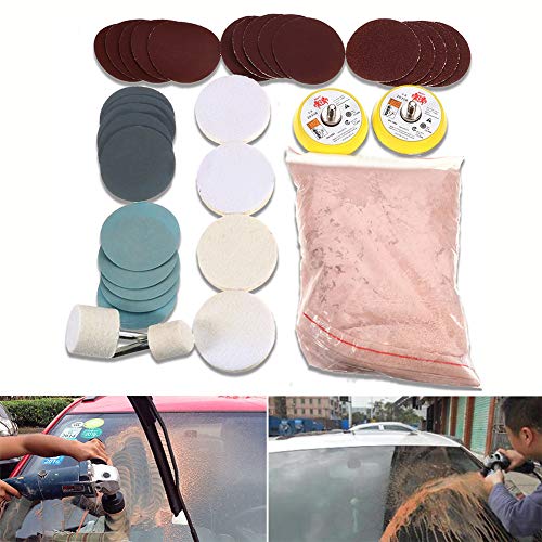 Erthree 34pcs/Set Glass Polishing Pads Kit Deep Scratch Remover for Window Repair Multifunctional