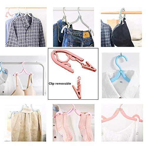 Travel Hangers with Clips Portable Folding Clothes Hangers with 1 pcs Clothesline 12 pcs with 24 pcs Hanger Clips for Scarves Suits Trousers Pants Shirts Socks Underwear Travel Home Foldable Clothes