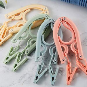 Travel Hangers with Clips Portable Folding Clothes Hangers with 1 pcs Clothesline 12 pcs with 24 pcs Hanger Clips for Scarves Suits Trousers Pants Shirts Socks Underwear Travel Home Foldable Clothes