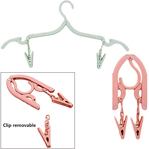 Travel Hangers with Clips Portable Folding Clothes Hangers with 1 pcs Clothesline 12 pcs with 24 pcs Hanger Clips for Scarves Suits Trousers Pants Shirts Socks Underwear Travel Home Foldable Clothes