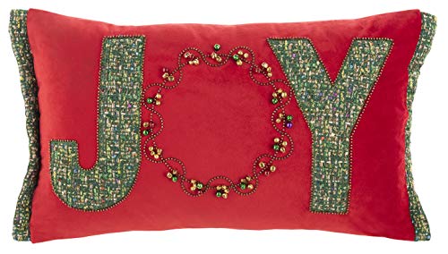 Safavieh Home Joy Green and Red Holiday 12 x 20-inch Decorative Pillow Pillow