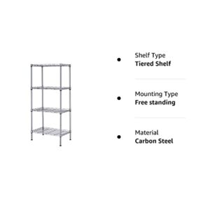 SINGAYE 4 Tier Shelf Adjustable Storage Shelf 350LBS Load Capacity Metal Storage Rack 17.32”L X 11.41”W X43.3” H