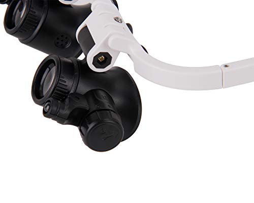 Head Mount 2 LED Lights Magnifying Glass,Hands Free Bracket Magnifier 8X 15X 23X, Dual-Lens Eye Loupe Magnifier for Electronics Jeweler Watch Repair