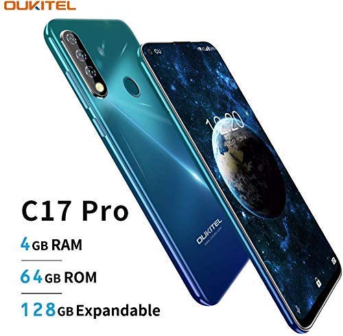 OUKITEL C17pro,Android Unlocked Phone Triple Camera Octa-Core 64GB ROM+4GB RAM 3900 mAh Unlocked Cell Phone 6.35 inch HD+ Display Android 9.0 Pie 4G Smartphone(Ice Blue)