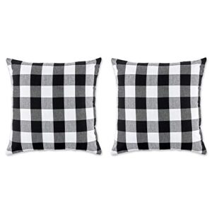 dii 100% cotton buffalo check pillow cover set, black, 20x20, 2 piece