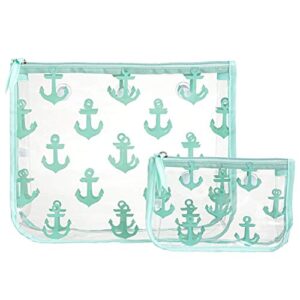 bogg bag clear designer zipper insert (set of 2) travel organizer storage pop in (turquoise anchor)