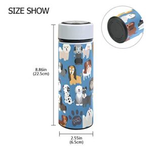 ZZKKO Animal Dog Vacuum Insulated Stainless Steel Water Bottle, Puppy Thermos Cup Water Bottle Travel Mug BPA Free Double Walled 17 OZ for Outdoor Sports Camping Hiking Cycling