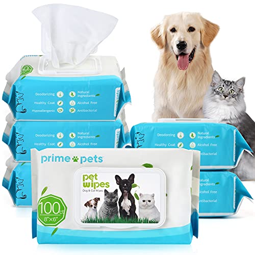 Dog Grooming Wipes, 600 Count 6x8Inch Deodorizing Wipes for Dogs & Cats, 100% Fragrance Free, Natural Pet Wipes for Cleaning Faces Bums Eyes Ears Paws Teeth, Dog Wipes