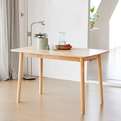 Livinia Aslan 47" Wooden Dining Table/Mid Century Modern Malaysian Oak Kitchen Table (Natural Oak) Table Only