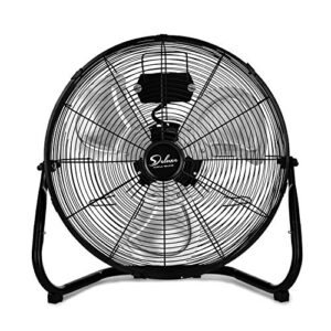 simple deluxe 12 inch 3-speed high velocity heavy duty metal industrial floor fans oscillating quiet for home, commercial, residential, and greenhouse use, outdoor/indoor, black