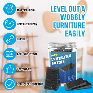 Furniture Levelers, 32 Piece Jar, Rubber Shims for Leveling, Black Wedge for Table Toilet Refrigerator Piano, Small Shims for Home Improvement and Work, Cuttable and Stackable