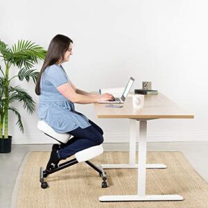 DRAGONN by VIVO Ergonomic Kneeling Chair, Adjustable Stool for Home and Office - Improve Your Posture with an Angled Seat - Thick Comfortable Cushions, White, DN-CH-K01W