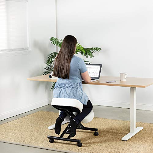 DRAGONN by VIVO Ergonomic Kneeling Chair, Adjustable Stool for Home and Office - Improve Your Posture with an Angled Seat - Thick Comfortable Cushions, White, DN-CH-K01W