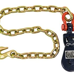 Mytee Products Tow Truck Kit - (1) 2 Ton 3" Snatch Block w/Chain & (4) Tire Skates for Tow Truck Safety Orange - Flatbed Tow Truck Rollback Wrecker Car Carrier Cable