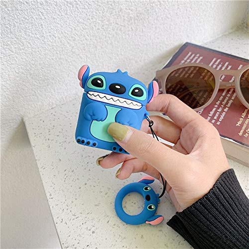 Cocomii 3D AirPods Case - 3D Cartoon - Slim - Lightweight - Matte - Keychain Ring 3D Cartoon Characters Cartoon - Luxury Aesthetic Headphone Case Cover Compatible with Apple AirPods (Stitch)