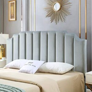 24kf velvet upholstered tufted king headboard with vertical channel design king/california king headboard-gray