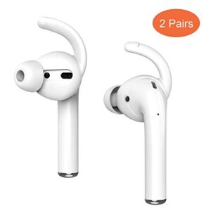 Anti-Slip Earhooks Soft Silicone Skin Compatible with Apple Airpods 2 & 1 Lightweight Sound Quality Enhancement for Headphones Outdoor Activities in-Ear EarHook 2 Pairs White