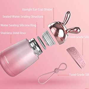 AINAAN Double Stainless Steel Vacuum Girl Thermos Coffee Cup Durable Leakproof BPA Free Travel Office School （Pink