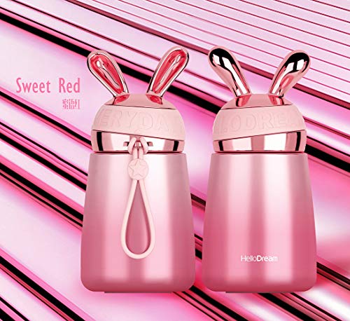 AINAAN Double Stainless Steel Vacuum Girl Thermos Coffee Cup Durable Leakproof BPA Free Travel Office School （Pink