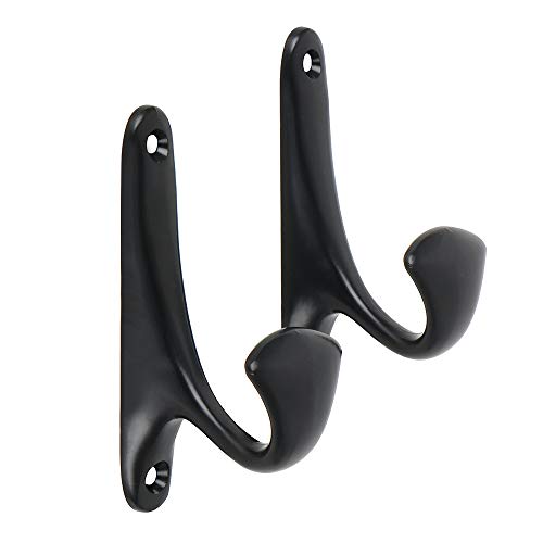 Alise 10 Pcs Single Robe Coat Hook Towel Hooks Heavy Duty Wall Mount Clothes Hooks for Bathroom Kitchen Closet Cloakroom Toilet Garage Balcony,Black Finish