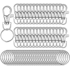 sannix 60pcs key chain clip hooks swivel clasps lanyard snap hooks with split key rings