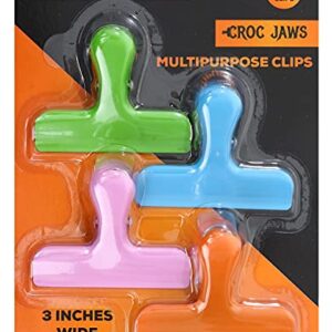 Croc Jaws Chip Clips, Stainless Steel, 3 Inches, Pack of 4, Multicolor