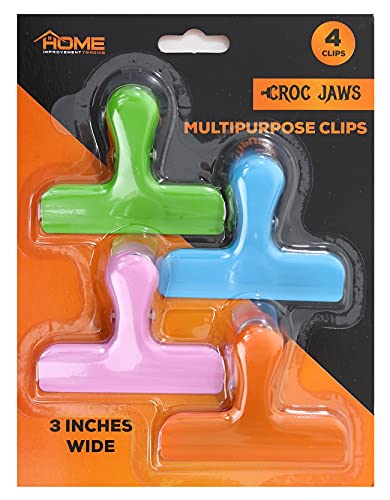 Croc Jaws Chip Clips, Stainless Steel, 3 Inches, Pack of 4, Multicolor