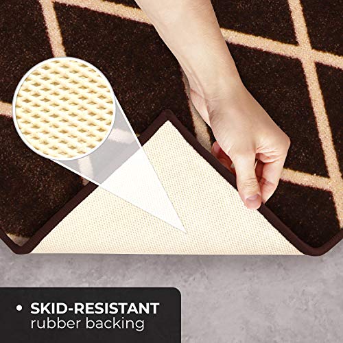 House, Home and More Skid-Resistant Carpet Indoor Area Rug Floor Mat – Diamond Trellis Lattice – Coffee Brown & Vanilla Cream – 2 Feet X 3 Feet