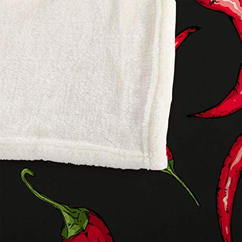 Mugod Throw Blanket Seamless Hand Drawn Pattern with Hot Chili Pepper on Black Decorative Soft Warm Cozy Flannel Plush Throws Blankets for Baby Toddler Dog Cat 30 X 40 Inch