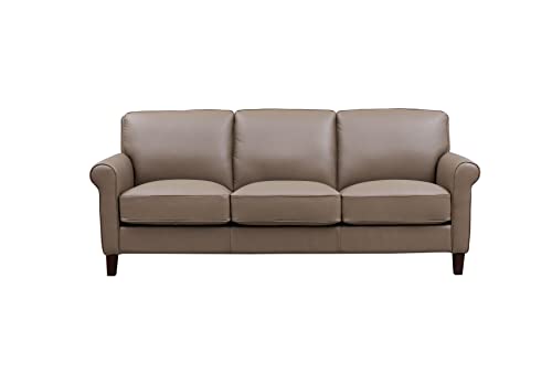 Hydeline Laguna Top Grain Leather Sofa Couch, 86", Taupe