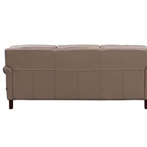 Hydeline Laguna Top Grain Leather Sofa Couch, 86", Taupe