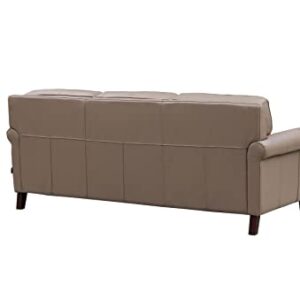 Hydeline Laguna Top Grain Leather Sofa Couch, 86", Taupe