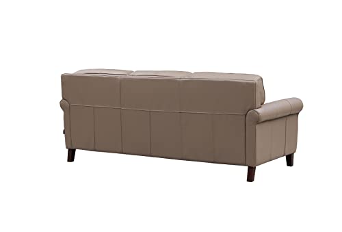 Hydeline Laguna Top Grain Leather Sofa Couch, 86", Taupe