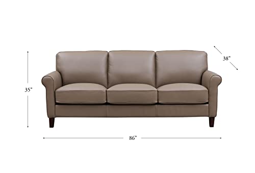 Hydeline Laguna Top Grain Leather Sofa Couch, 86", Taupe