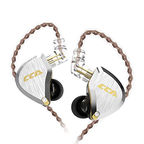 CCA C12 in-Ear Monitors, 5BA+1DD Hybrid HiFi Stereo Noise Isolating IEM Wired Earphones/Earbuds/Headphones with Detachable Tangle-Free Cable 2Pin for Musician Audiophile (Without MIC, Amber Gold)