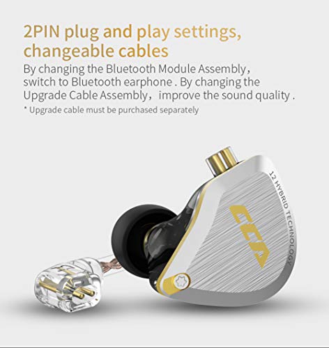 CCA C12 in-Ear Monitors, 5BA+1DD Hybrid HiFi Stereo Noise Isolating IEM Wired Earphones/Earbuds/Headphones with Detachable Tangle-Free Cable 2Pin for Musician Audiophile (Without MIC, Amber Gold)