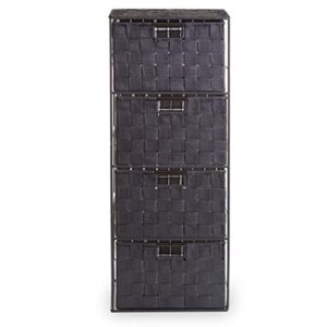 bino woven strap 4 drawer storage tower - dark grey - vertical dresser storage tower, easy pull fabric bins - organizer unit for bedroom, hallway, entryway, closets