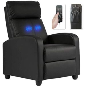 recliner chair for living room massage recliner sofa reading chair winback single sofa home theater seating modern reclining chair easy lounge with pu leather padded seat backrest (black)