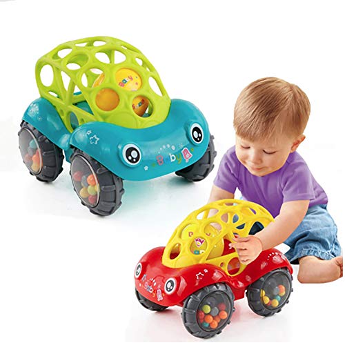 Shuohu Baby Newborn Rattle and Roll Car Bell Ring Shaking Catch Ball Rattle Toy Green