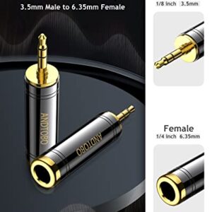 ANDTOBO 3.5mm Male to 1/4'' Female Stereo Pure Copper Headphone Adapter,3.5mm(1/8'') Plug Male to 6.35mm (1/4'') Jack Female Stereo Adapter for Headphone, Amp Adapte, Black 1-Pack