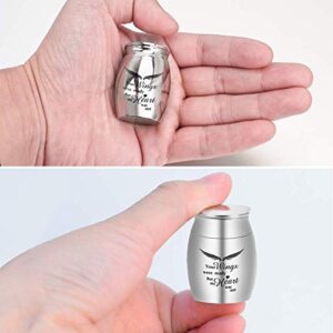 Dletay Small Keepsake Urns for Human Ashes 1.57 Inch Mini Cremation Urns for Ashes Stainless Steel Memorial Ashes Holder-Your Wings Were Ready, But My Heart Was Not